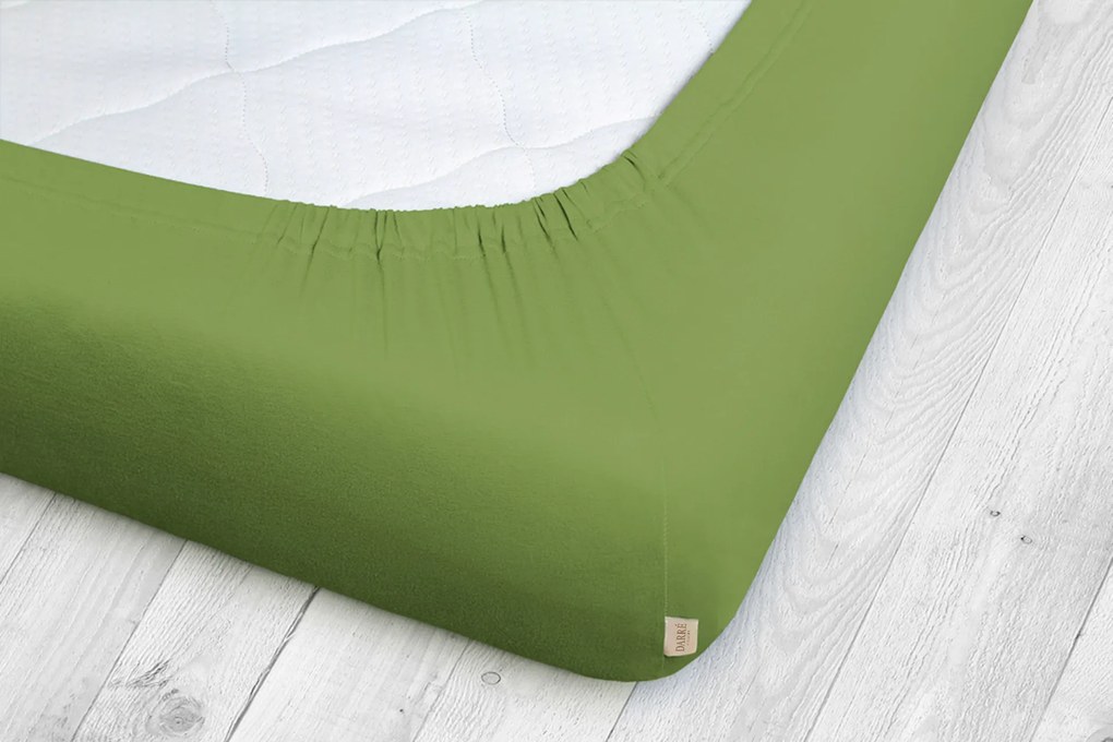 Jersey prostěradlo tmavě zelené na výšku matrace do 20 cm Velikost: 90 x 220