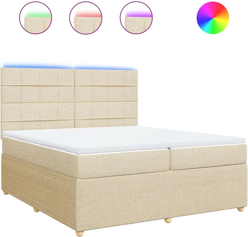 Box spring postel s matrací krémová 200x200 cm textil 3294468