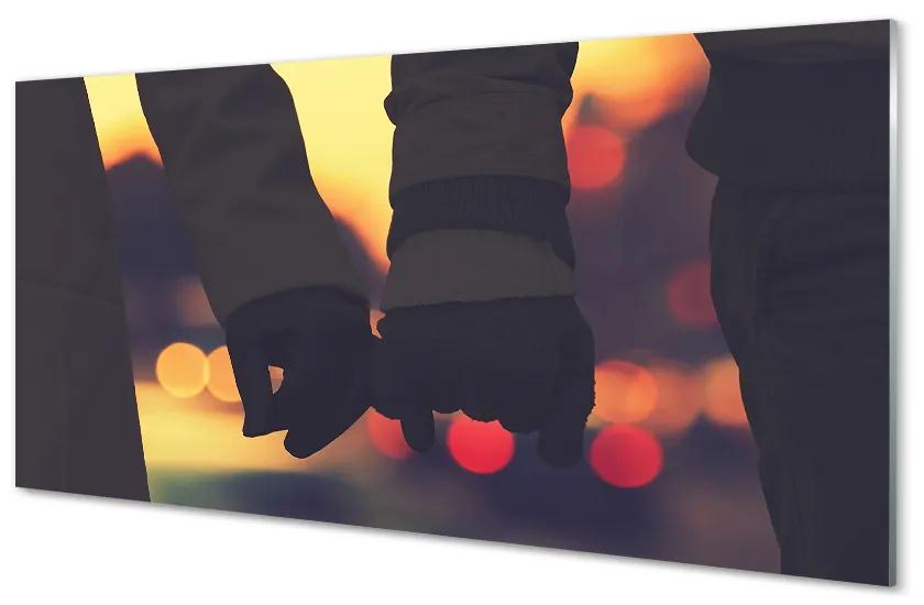 akrylový obraz Lidé ruce světla 100x50 cm