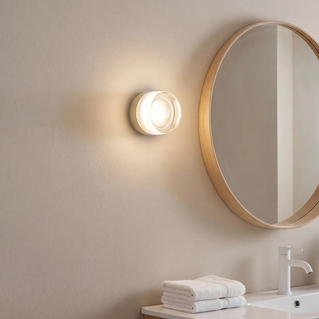 Designová nástěnná lampa béžová s opálovým sklem IP44 - Michele