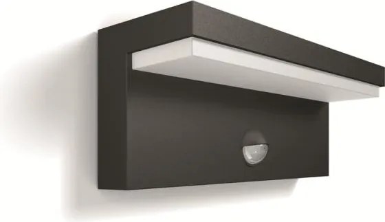 PH 16484/93/P0 LED Venkovní nástěnné svítidlo Philips Bustan s pohybovým čidlem 16484/93/P0 antracitové 2700K - PHILIPS (915005378401)