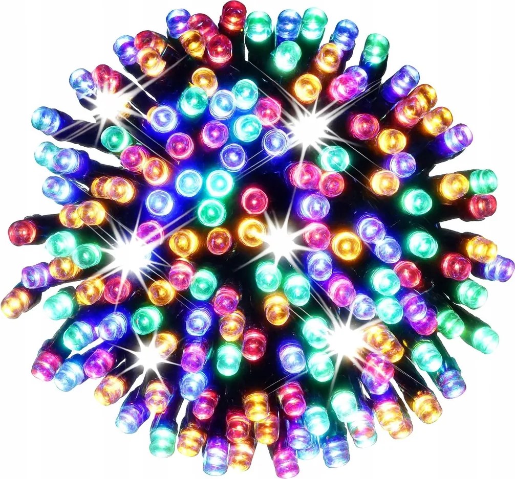 Vánoční osvětlení na stromeček 1000 Led Multi Color Flash 70 m IP44 zelený kabel