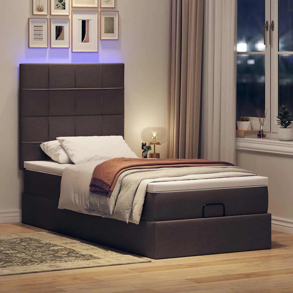 Osmanský rám postele s matrací tmavě šedá 90x190cm textil 3313971
