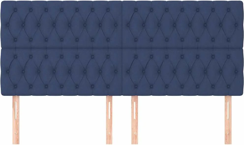 Čelo postele modré 180x7x118/128 cm látkové 3116688