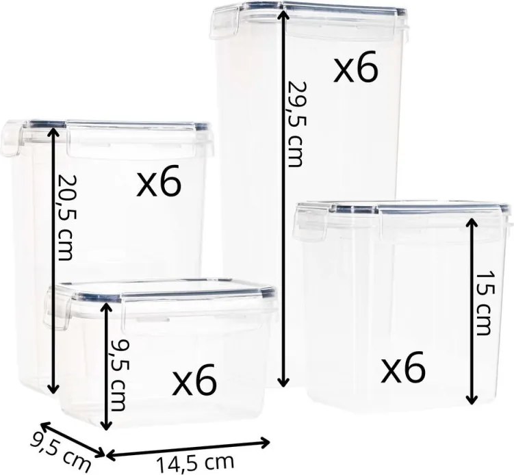 Plastové dózy na potraviny sada 24ks SPRINGOS KI0172