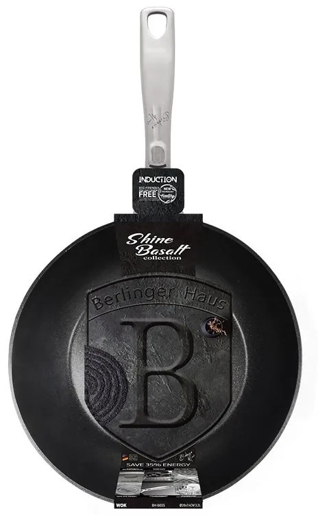 BERLINGERHAUS Pánev WOK s titanovým povrchem 28 cm Shine Basalt Collection BH-6655