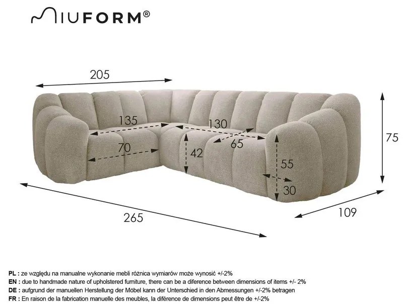 Béžová rohová pohovka (levý roh/do L) Shell – Miuform
