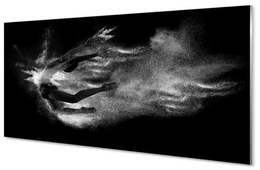 akrylový obraz Žena baletní kouřové šedé pozadí 125x50 cm