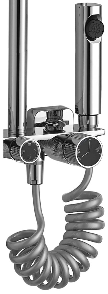 Rea Helix, nástěnný sprchový set s termostatickou baterií a bidetovou sprškou, chromová, REA-P6620