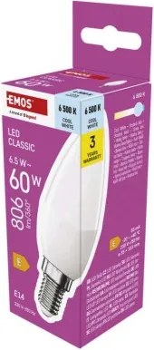 Emos lighting LED žárovka Classic svíčka / E14 / 6,5 W (60 W) / 806 lm / studená bílá 1525731111