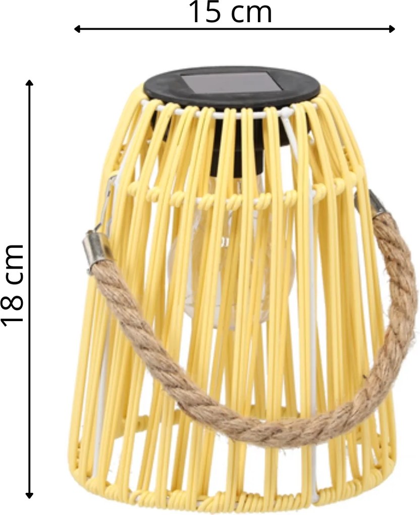 Solární LED lucerna Sofian 18 cm žlutá