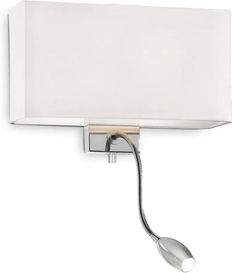 Ideal Lux 035949 LED nástěnné svítidlo se směrovou lampičkou Hotel Bianco 1x60W | E27 | 45lm | 3000K