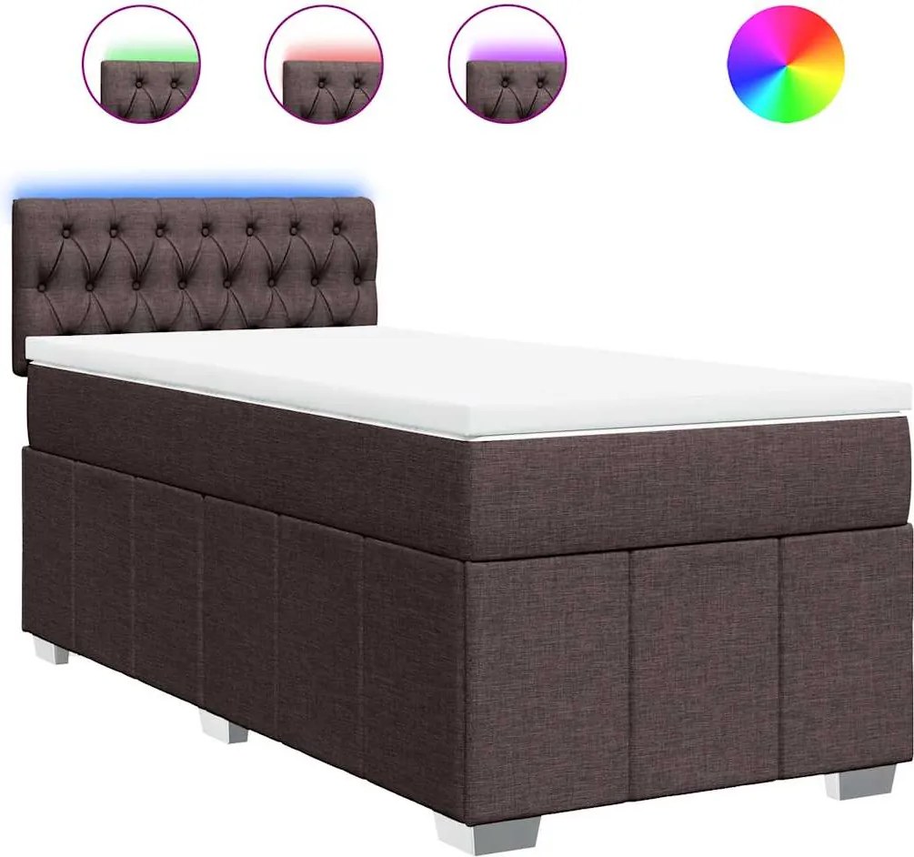 Box spring postel s matrací tmavě hnědá 90x200 cm textil 3289261