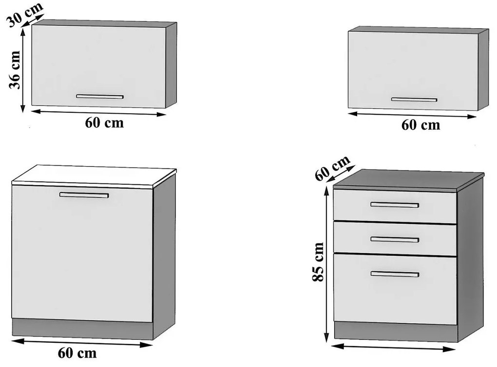 Kuchyňská linka Belini 120 cm dub sonoma s pracovní deskou Vulcano2