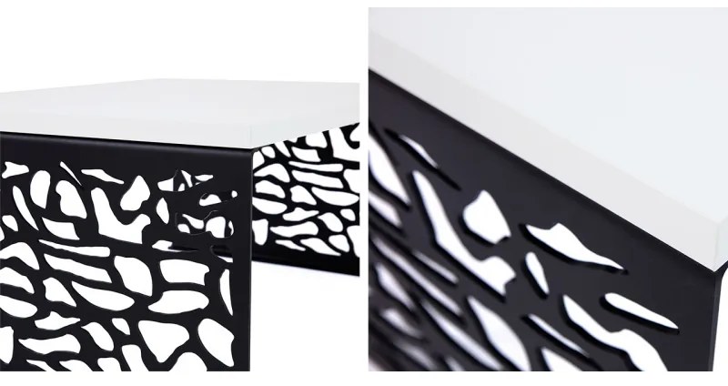 Moderní konferenční stolek Fonda 02, Barva:: černý mat + bílý lesk