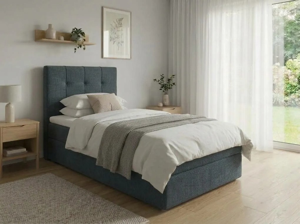 Čalouněná postel boxspring DIRELIS VIBE 90x200 cm tmavě šedá Matrace: Matrace Bonell pružinová