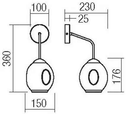 Redo 01-2617 - Nástěnná lampa PIERCE 1xE27/42W/230V zlatá/kouřová