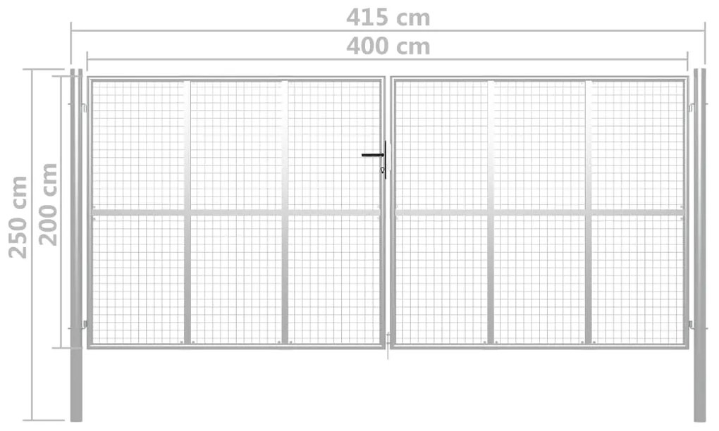 vidaXL Marketos Zahradní brána pozinkovaná ocel 400 x 200 cm stříbrná