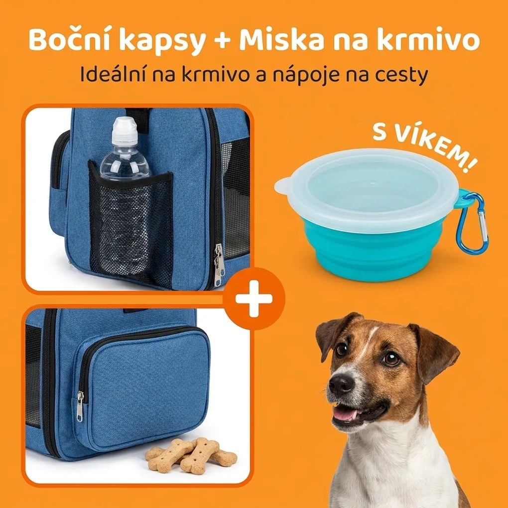 Skládací cestovní taška pro kočky, modrá 110027