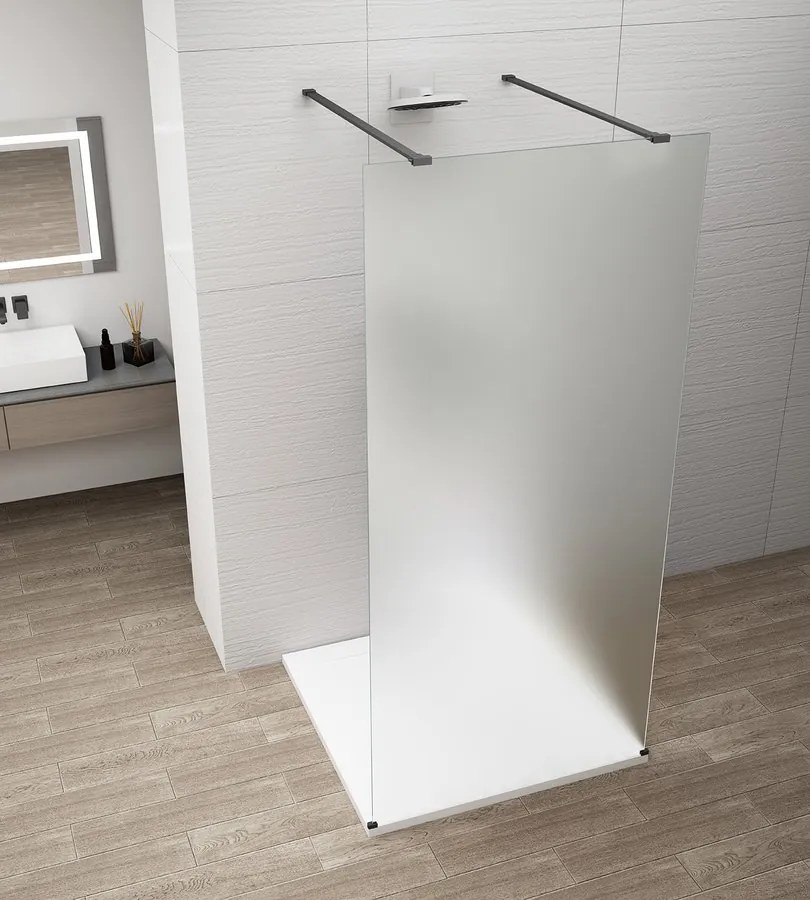 Polysan ESCA BLACK MATT sprchová zástěna 150 x 210 cm jednodílná k instalaci do prostoru černá sklo matné ES1115-06