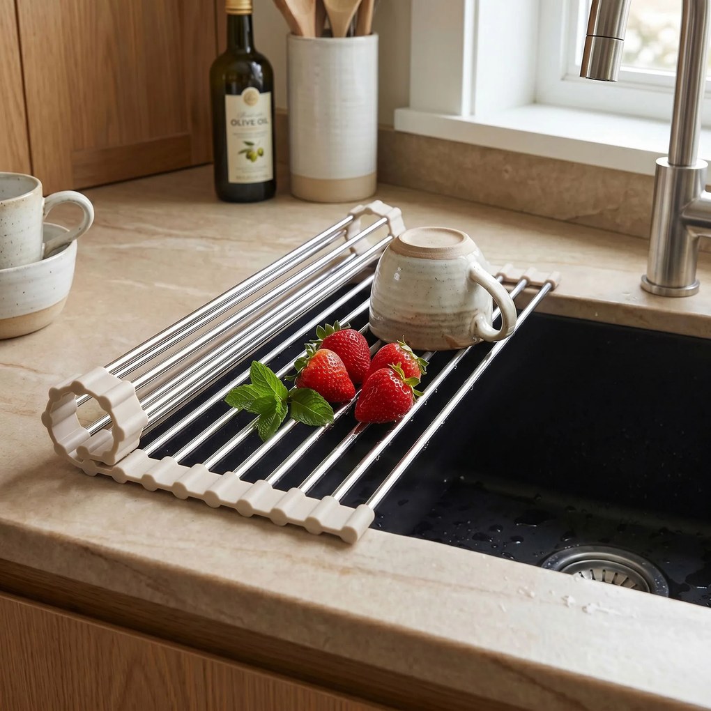Rolovací odkapávač na dřez REA P12298B, béžový