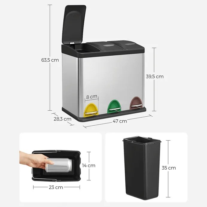 Autronic Koš na odpadky AUK-E1124 Barva: Stříbrná