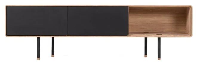 Černý TV stolek z dubového dřeva Gazzda Fina, šířka 160 cm