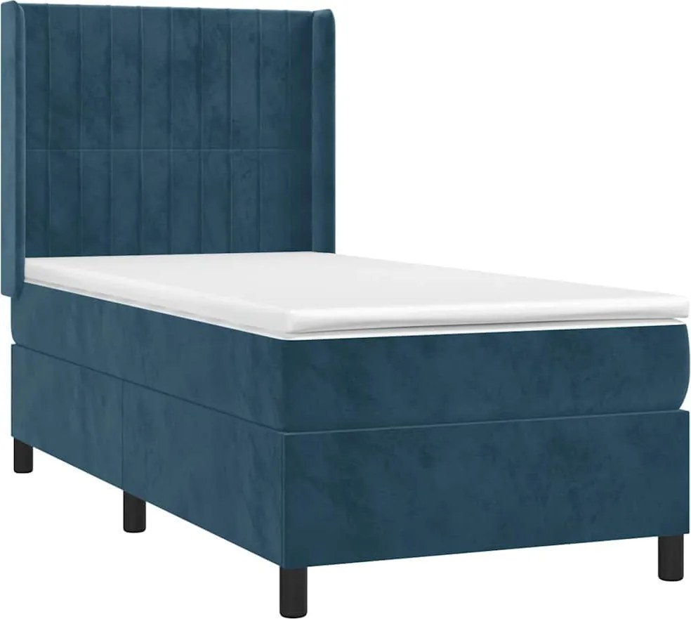 Box spring postel s matrací tmavě modrá 80 x 200 cm samet 3132769