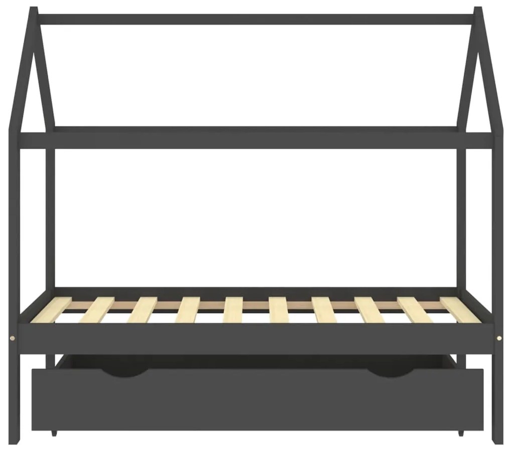 Rám dětské postele se zásuvkou tmavě šedý borovice 80 x 160 cm - Default Title