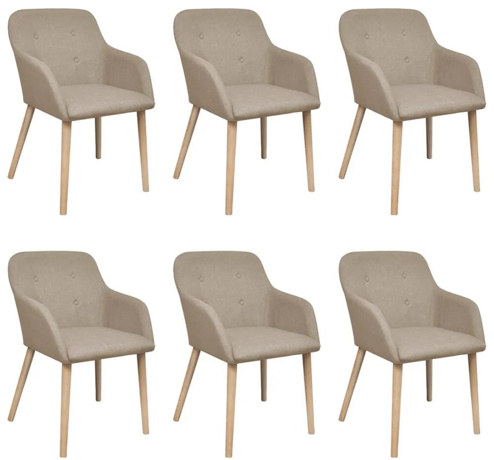 Jídelní židle 6 ks béžové textil a masivní dubové dřevo 270571