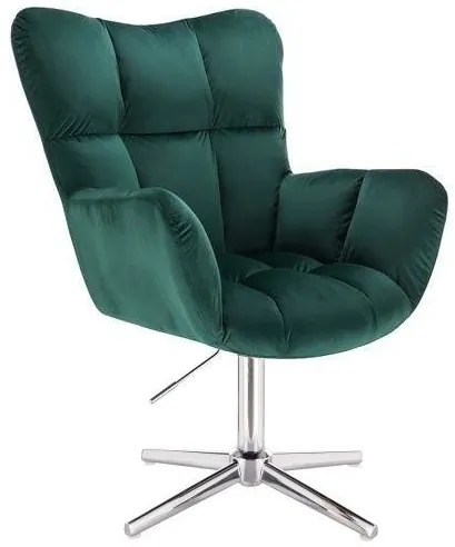 LuxuryForm Křeslo AURORA VELUR na stříbrném kříži - zelené