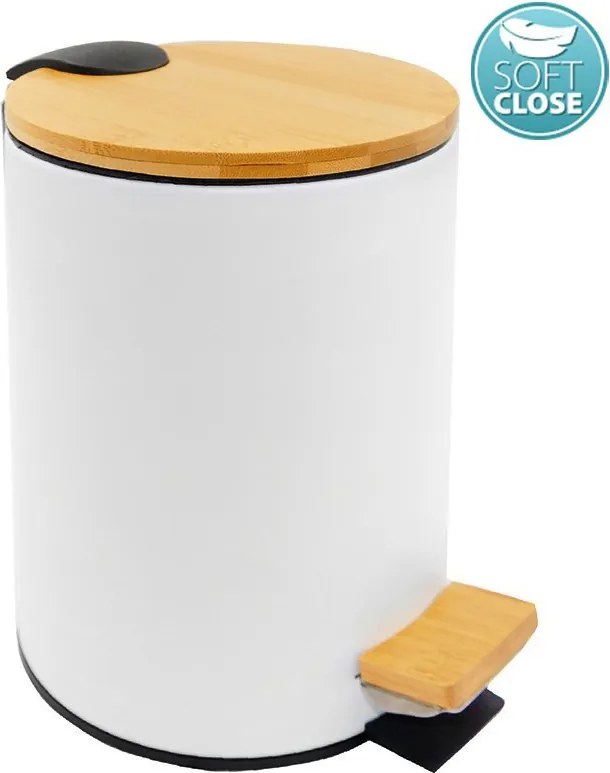 Aqualine Aqualine, BAMBUS odpadkový koš kulatý 5l, bílá, BI007