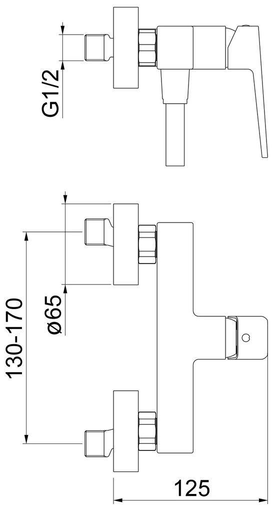 Sapho Sapho, TURSI nástěnná sprchová baterie, černá matná, TI011B