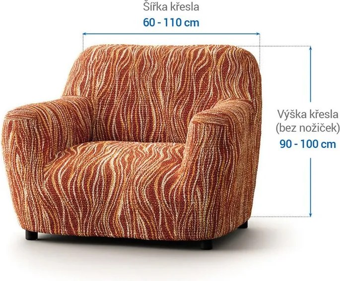 Bielastické potahy UNIVERSO NOVÉ žíhané cihlové křeslo (š. 60 - 110 cm)