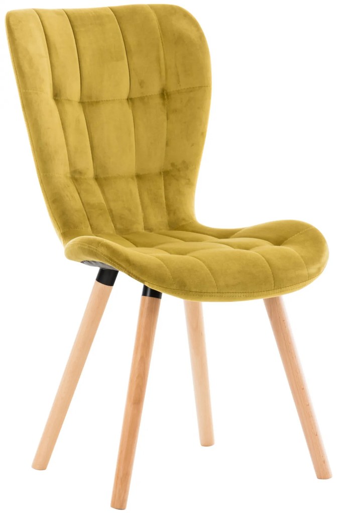 Židle Elda ~ samet, dřevěné nohy natura - Žlutá