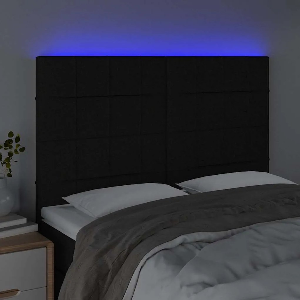 Čelo postele s LED černé 144x5x118/128 cm textil 3122424