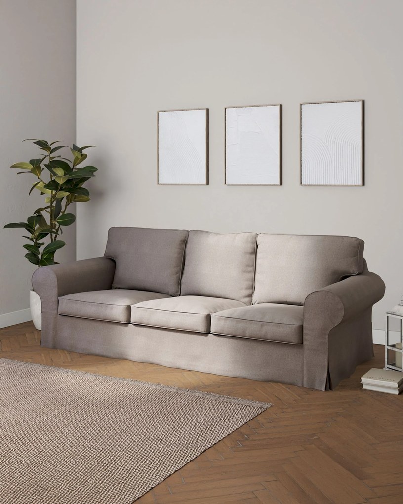 Potah na pohovku IKEA Ektorp 3-místná, rozkládací STARÝ MODEL PIXBO barva béžová látka pletený vzor