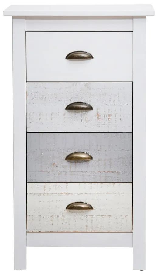 Vysoká bílo-šedá komoda se 4 šuplíky Marckeric Romantica, 46 x 80 cm
