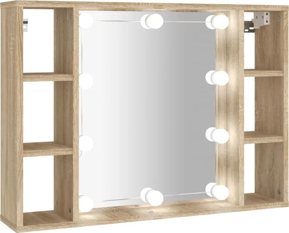 vidaXL Zrcadlová skříňka s LED 76 x 15 x 55 cm [808858] Barva: dub sonoma