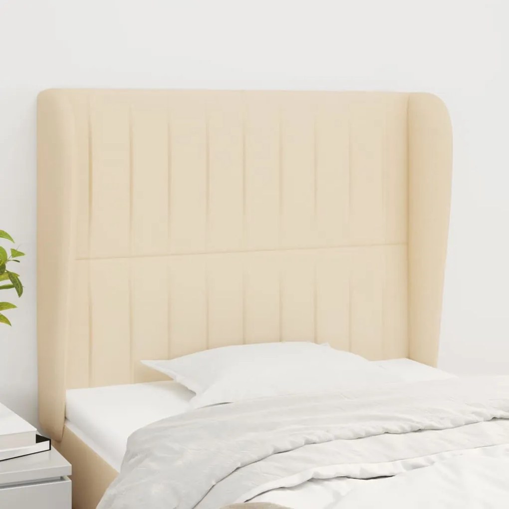 Čelo postele typu ušák krémové 103x23x118/128 cm textil 3118189