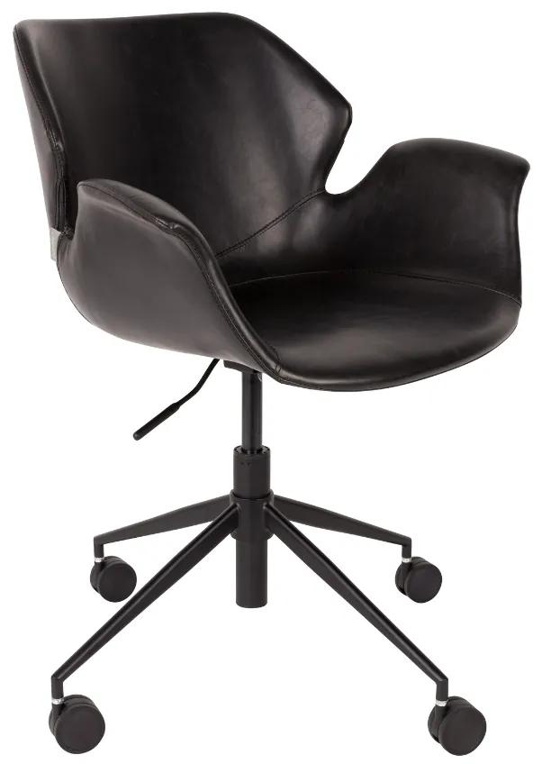 OnaDnes -20% Černá koženková konferenční židle ZUIVER NIKKI