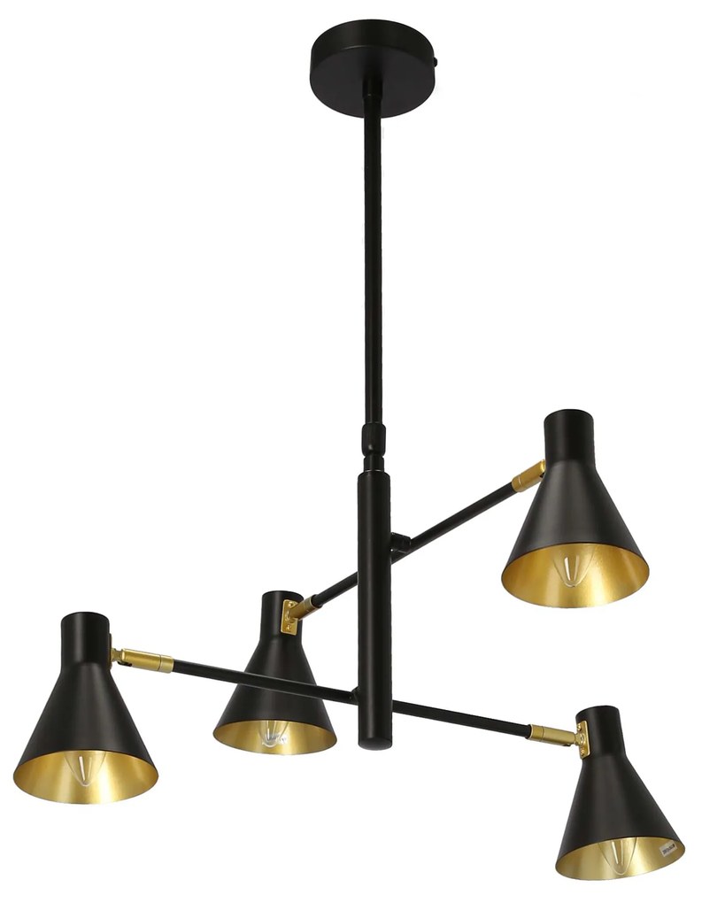 Černo-zlatý závěsný lustr Less pro žárovku 4x E14  - Candellux