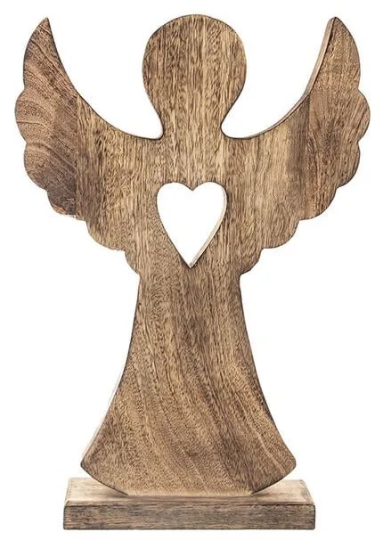 Dřevěný anděl MANGO SRDCE, 36,5 cm