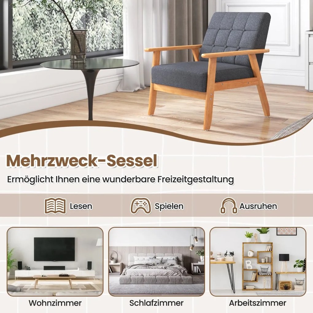 Costway Moderní akcentové křeslo s knoflíkovým prošíváním vyrobené z prodyšné