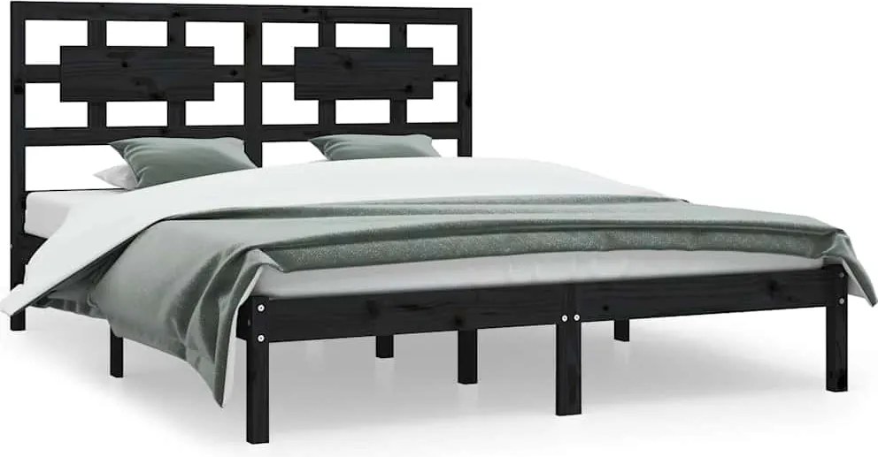 Rám postele černý masivní borovice 200 x 200 cm 3107377