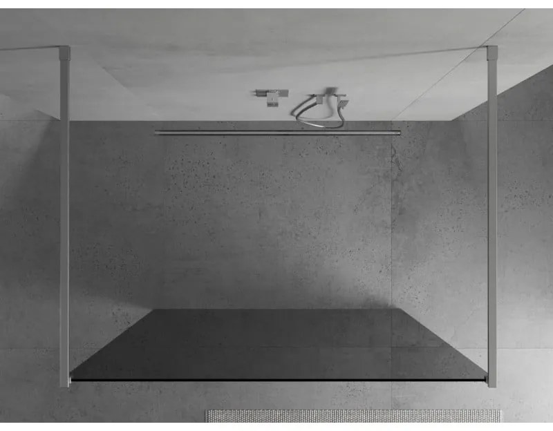 Mexen Kioto, průchozí sprchová zástěna 100 x 200 cm, 8mm šedé sklo, 2x chromová stabilizační rozpěra, 800-100-002-01-40