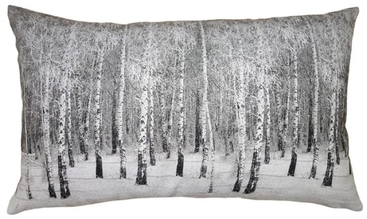 Šedý povlak na polštář s motivem stromů v zimní přírodě Trees in the Snow – 30x50 cm