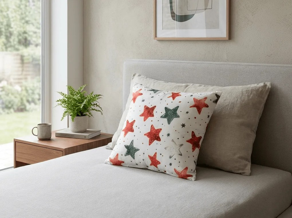 Povlak na polštář z mikrovlákna COLORFUL STARS 45x45 cm, barevný