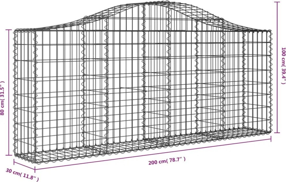 Klenuté gabionové koše 12ks 200x30x80/100 cm pozinkované železo 3145419
