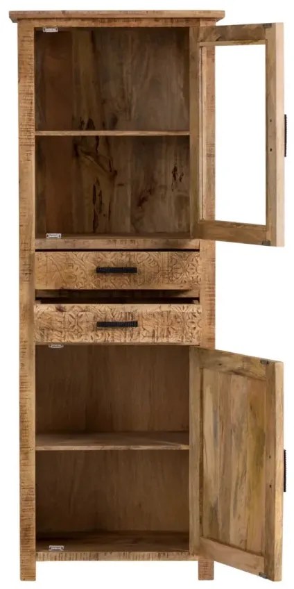 furniture-nabytek.cz - Masivní vitrína Mumbari Mango z mangového dřeva, lakovaná, hnědá